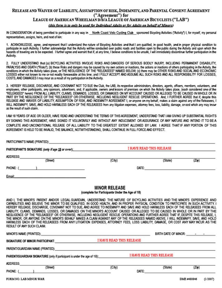 Waivers - North Coast Velo - A Road Cycling Family